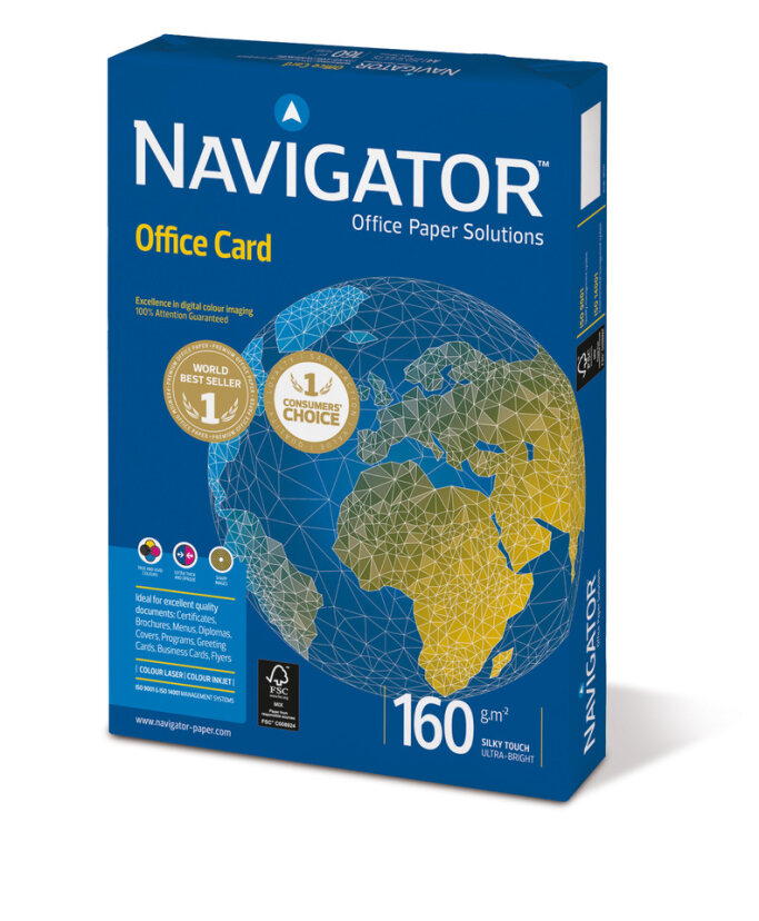 Biuro popierius NAVIGATOR OFFICE CARD, A4, 160 g/m2, 250 lapų | Officeday