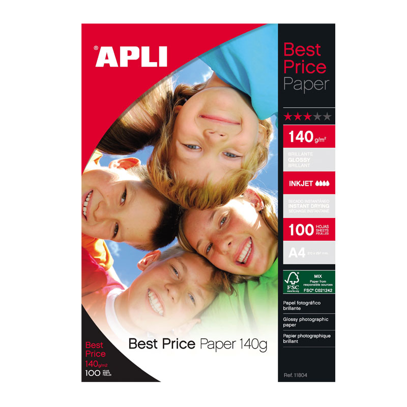 Officeday | Photo paper APLI Best Price Inkjet, A4, 140 g/m2, glossy ...
