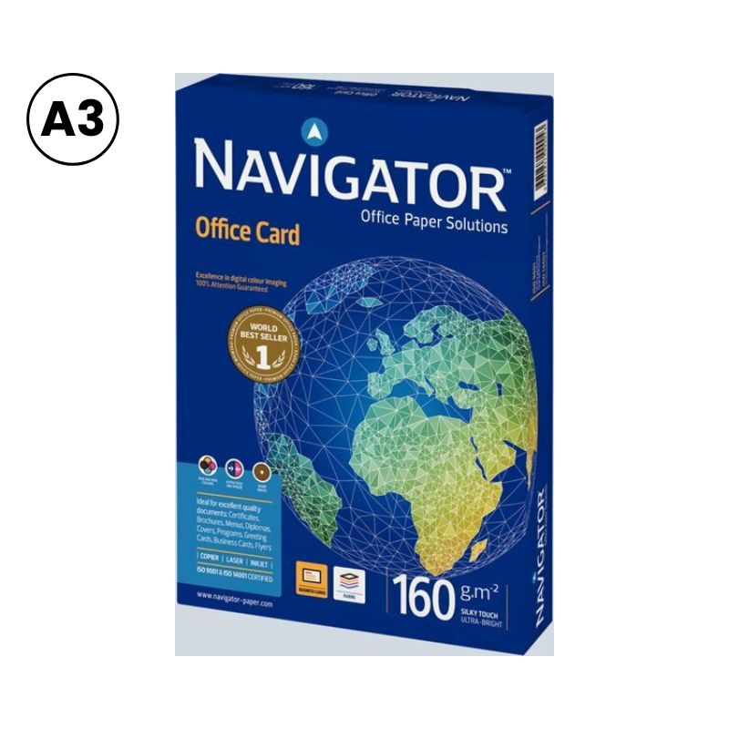 Biuro popierius NAVIGATOR OFFICE CARD, A3, 160 g/m2, 250 lapų | Officeday