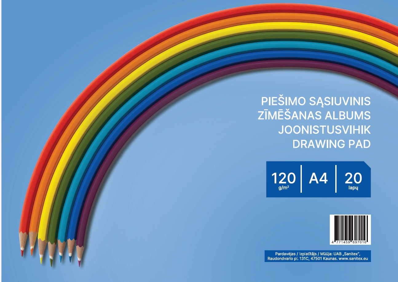 Piešimo sąsiuvinis, A4, 20 lapų, , 120 g/m² | Officeday