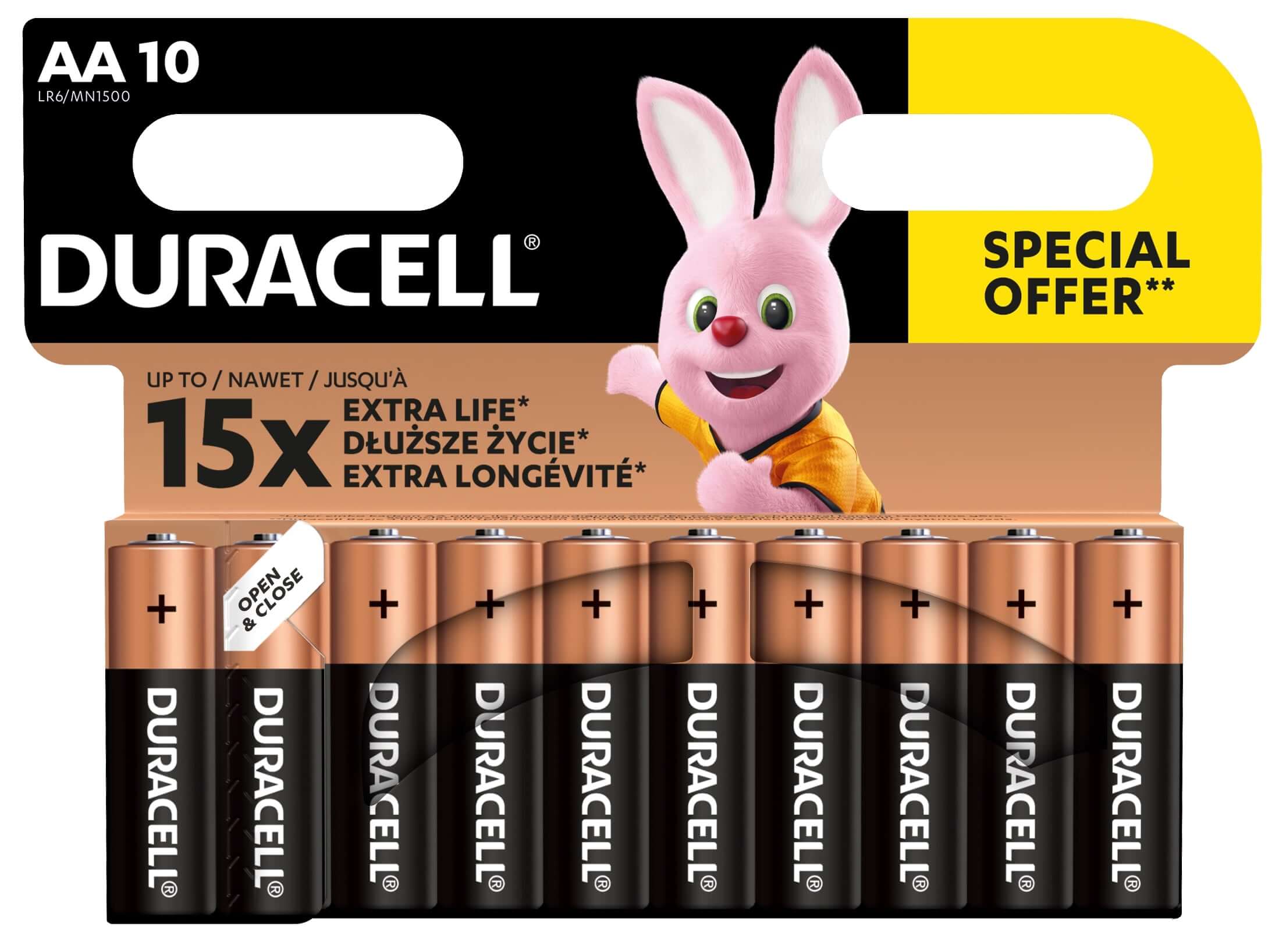 Baterijos DURACELL AA, 10 vnt | Officeday