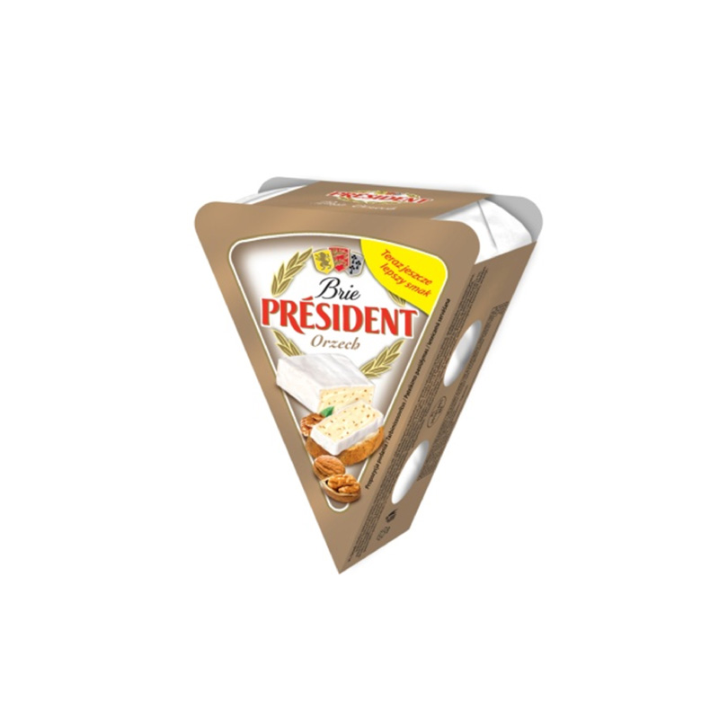 Pelėsinis sūris Brie PRESIDENT, su riešutais, 32 %, 125 g | Officeday