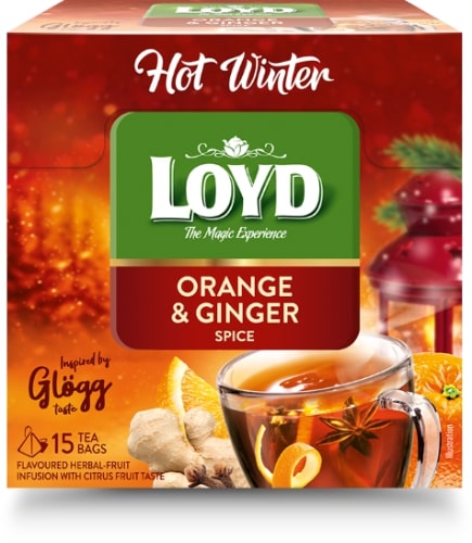 Vaisinė arbata LOYD Hot Winter, su apelsinais ir imbieru, 15 x 3 g ...