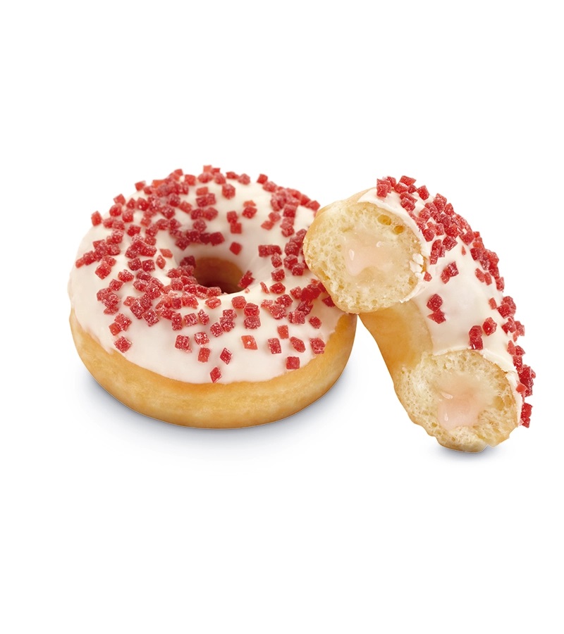 Spurga DOTS, su braškiniu įdaru ir pabarstais, 75 g | Officeday