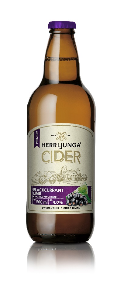 Sidras HERRLJUNGA, juoduju serbentu ir laimo skonio, 4%, 0,5l, butelis ...