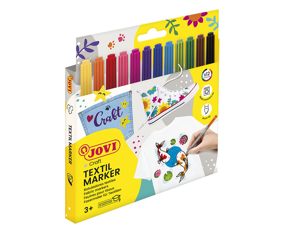 Officeday | JOVI DECOR TEXTILE felt pens case, 12 assorted colours