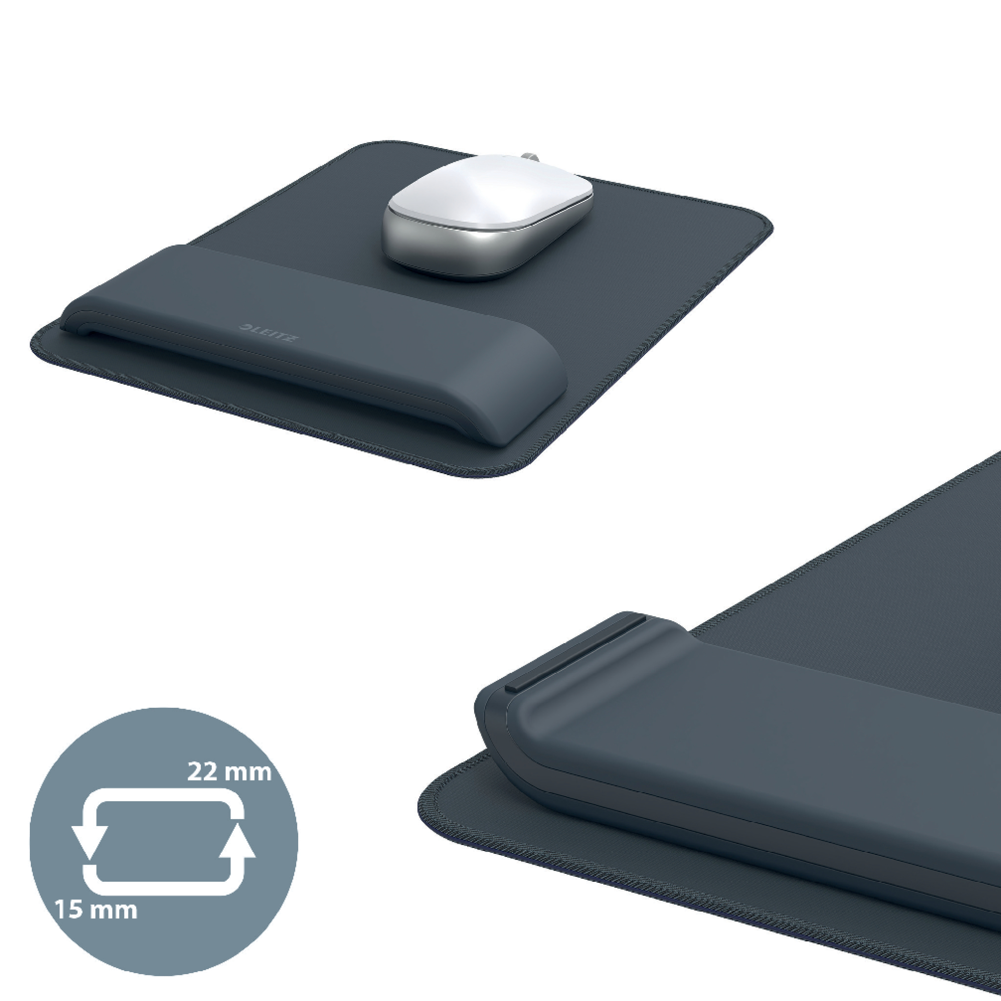 Officeday | Mouse Pad Leitz Ergo with adjustable wrist rest, dark grey