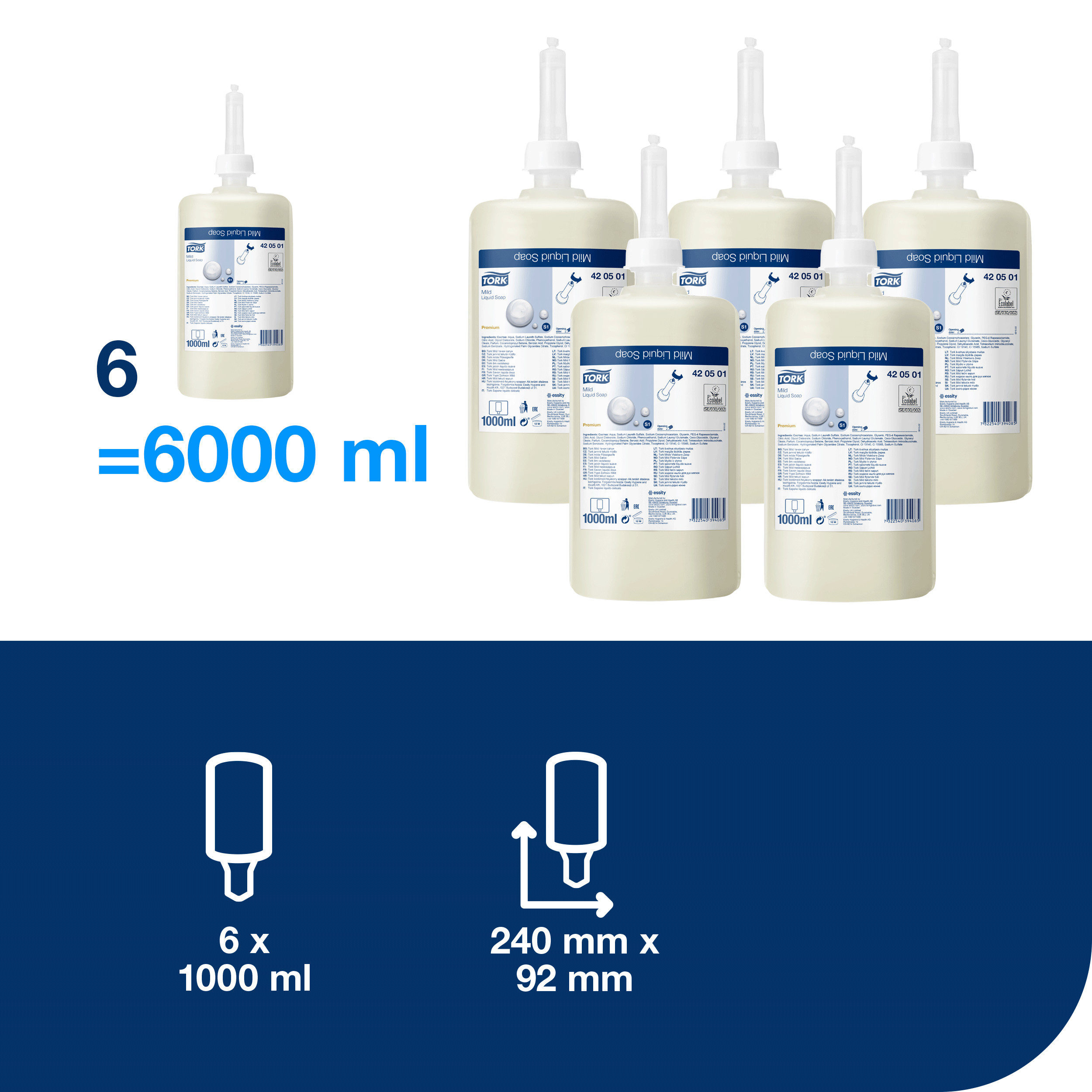 Skystas muilas su kremu TORK SCA PREMIUM MILD 1L, 420501 | Officeday